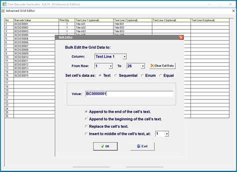 Edit Imported Barcode Data
