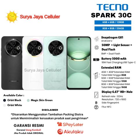 Jual Tecno Spark 30c 8 256gb 30c 6 128gb Go 1 4 128 Gb Go 1 4 64 Gb Garansi Resmi Tecno 1