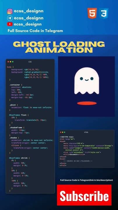 Ghost Loading Animation Using Html Css Html Css ⚠️ Full Source Code Description ⚠️ Youtube