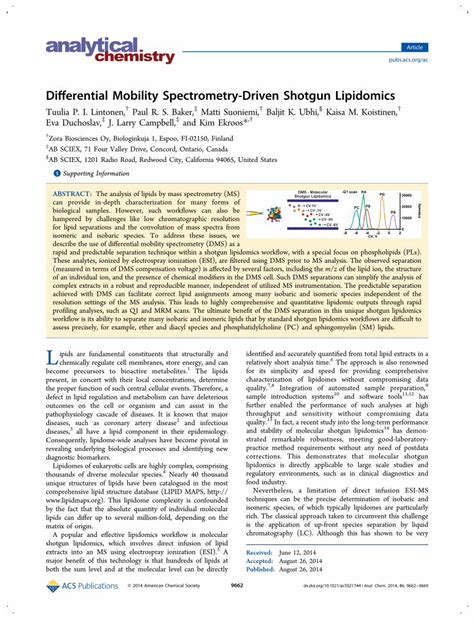 Pdf Differential Mobility Spectrometry Driven Shotgun Lipidomics Dokumen Tips