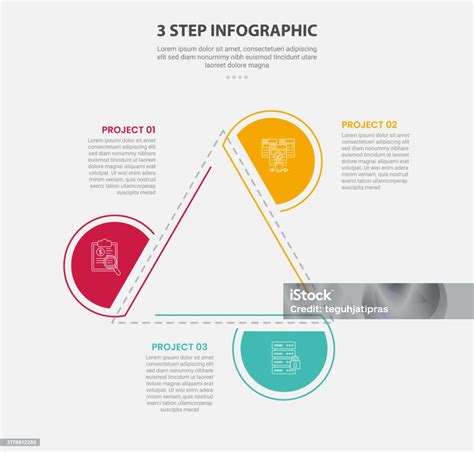 슬라이드 프리젠 테이션을위한 반원 가장자리가있는 창의적인 삼각형 구조의 3 포인트 템플릿 인포 그래픽 개요 스타일 0명에 대한 스톡 벡터 아트 및 기타 이미지 Istock