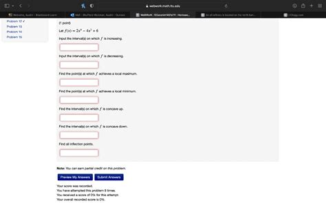 Solved 1 Point Let Fx2x4−4x26 Input The Intervals On