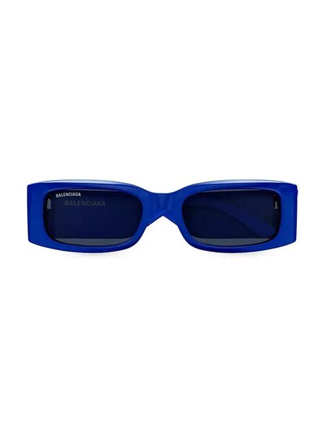 Balenciaga Max 56mm Rectangular Sunglasses Blue Editorialist