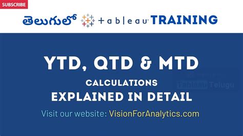 Tableau In Telugu Ytd Qtd And Mtd Calculations In Tableau Youtube