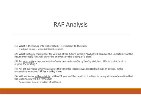 RAP Analysis Rules Against Perpetuities RAP AnalysisRAP AnalysisRAP AnalysisRAP Analysis 1