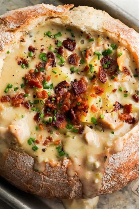Clam Chowder Bread Bowl Hearty Homemade New England Chowder