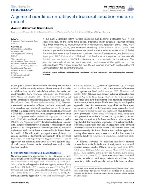 Pdf A General Nonlinear Multilevel Structural Equation Mixture Model