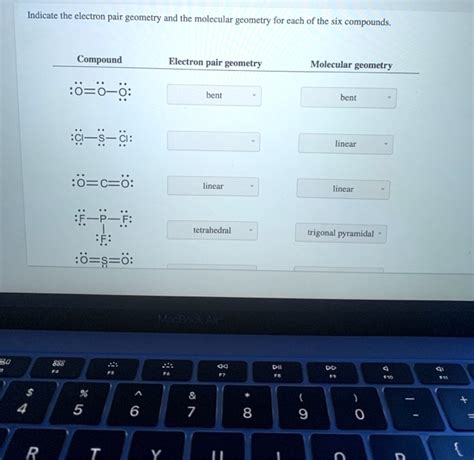 Solved Text Indicate The Electron Pair Geometry And The Molecular Geometry For Each Of The Six