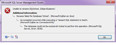 The Database Could Not Be Exclusively Locked To Perform The Operation