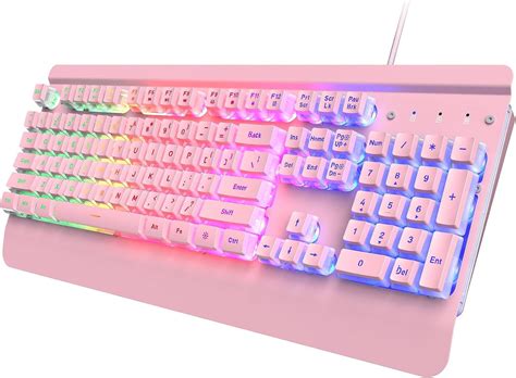 Metal Gaming Keyboard Rainbow Led Backlit Silent Keyboard With Wrist