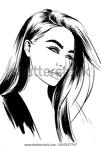 Beautiful Sexy Woman Face Full Lips Stock Vector Royalty Free 1010237767 Shutterstock