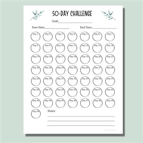 50 Day Challenge Tracker Printable Printable Habit Tracker 50 Day Goal Tracker Digital