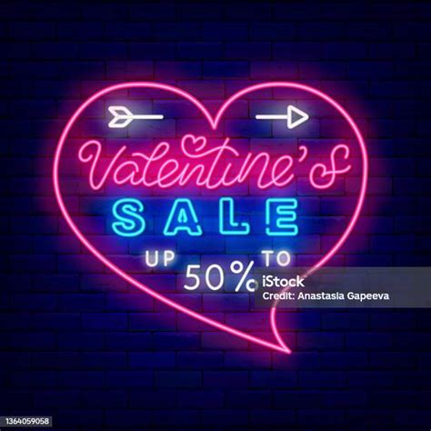 발렌타인 세일 네온 사인하트 모양 밝은 음성 거품 가벼운 광고 벡터 스톡 일러스트레이션 2월에 대한 스톡 벡터 아트 및 기타 이미지 Istock