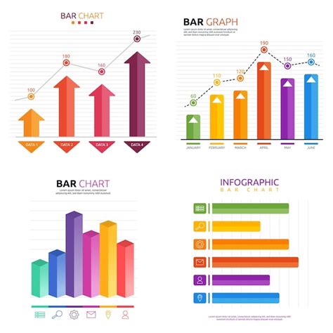 Premium Vector Arrow Bar Graph Chart Statistic Data Infographic Template
