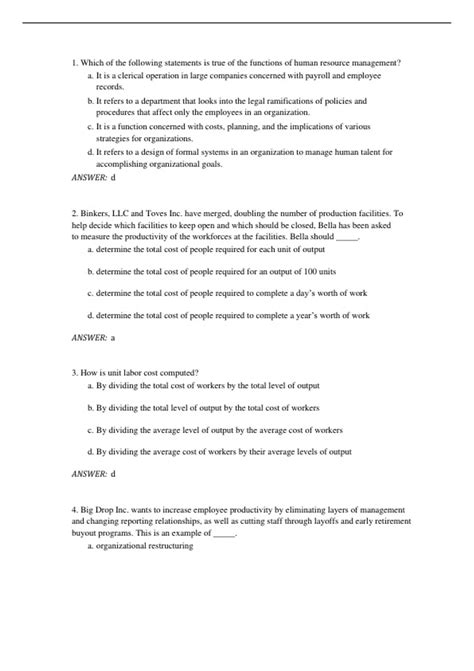 [human Resource Management Mathis 15e] Test Bank Your Pathway To A Grades Human Resource