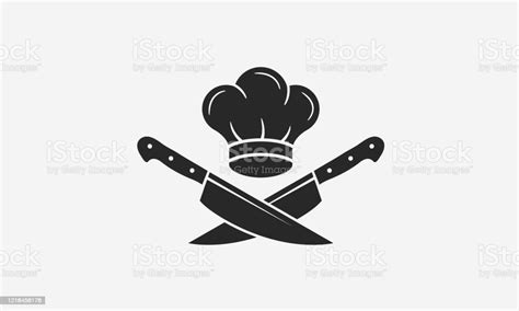 요리사의 모자와 칼 아이콘요리사 로고 빈티지 로고를 요리 요리 클래스 템플릿 로고입니다 라벨 음식 스튜디오 요리 과정 요리