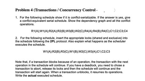 Solved Problem 4 Transactions Concurrency Control 1