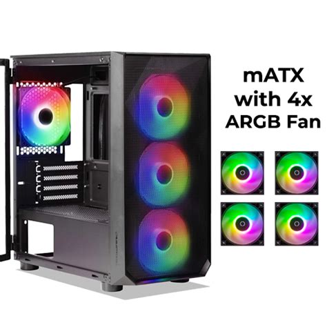 Tecware Forge M Black W 4pcs Argb Fan Wind Net Computers