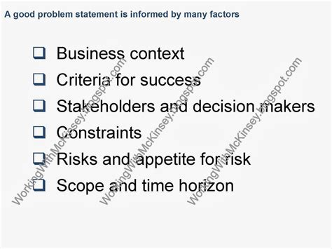 Working With Mckinsey What Is A Smart Problem Statement At Mckinsey