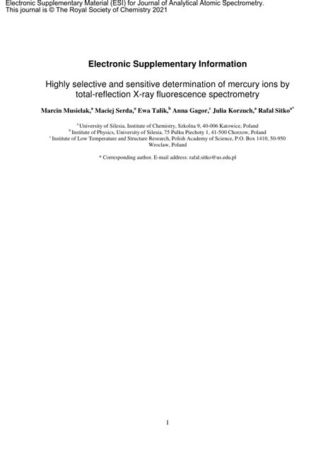 Pdf Highly Selective And Sensitive Determination Of Mercury Ions By