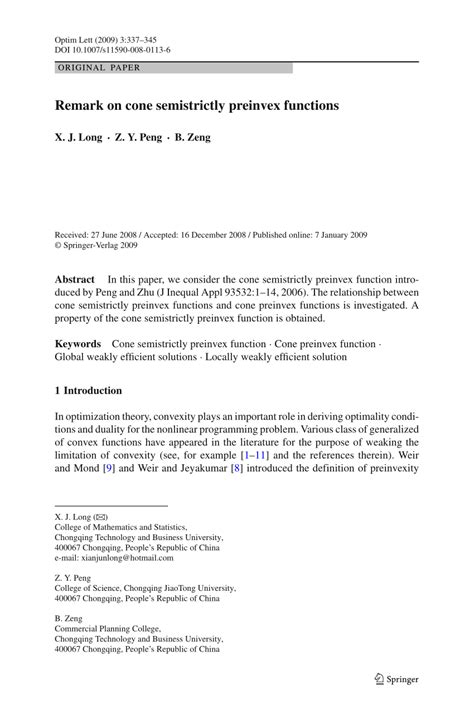 Pdf Remark On Cone Semistrictly Preinvex Functions