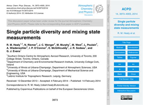 Pdf Single Particle Diversity And Mixing State Measurements