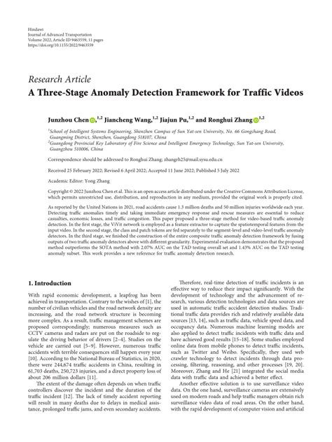 Pdf A Three Stage Anomaly Detection Framework For Traffic Videos