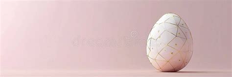 Elegant White Egg With Gold Geometric Pattern On Minimalist Pink