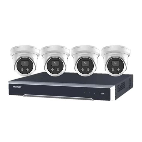 Hikvision 4 X 8mp Cameras 4ch Nvr Cctv Kit 4 Acusense Turret Cameras 4ch 4k Nvr Security