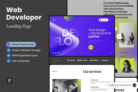 Deflow Web Developer Landing Page Landing Page Templates ~ Creative Market