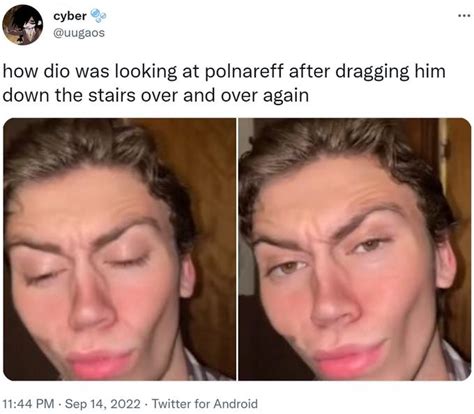 How Dio Was Looking At Polnareff After Dragging Him Down The Stairs