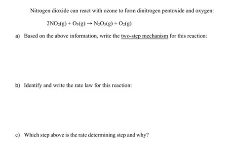 nitrogen dioxide can react with ozone to form dinitrogen pentoxide and
