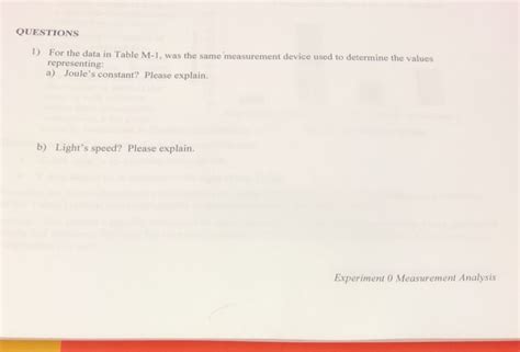 Solved UNCERTAINTY AND ERROR ANALYSIS Table M A List Of Chegg