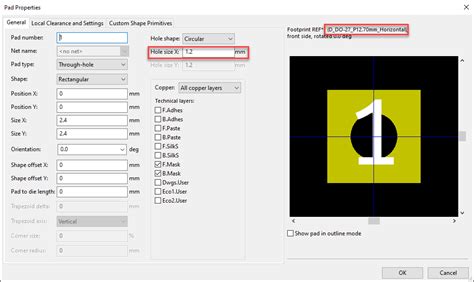 Do 27 Pad Hole Size Too Small · Issue 2476 · Kicadkicad Footprints · Github