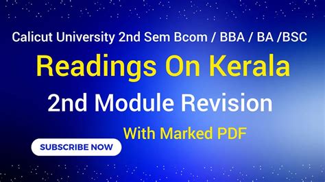 Calicut University 2nd Sem Readings On Kerala 2nd Module Revision With