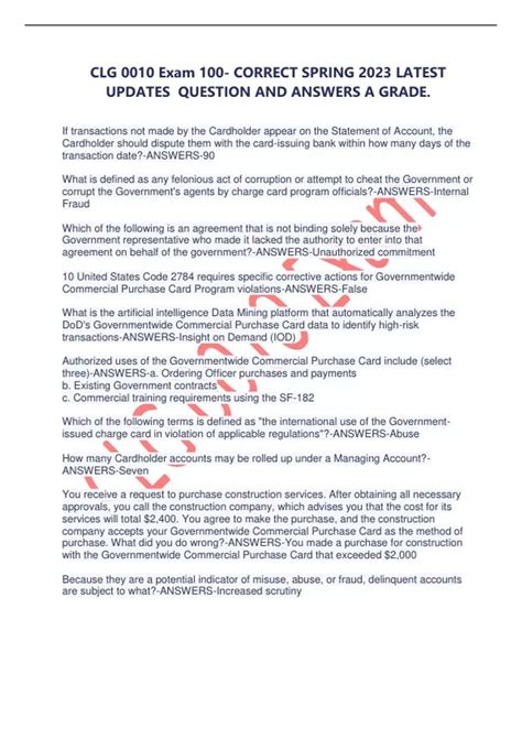 Clg 0010 Exam 100 Correct Spring 2023 Latest Updates Question And Answers A Grade Clg 0010
