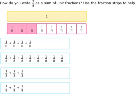 Ixl Decompose Fractions Into Unit Fractions Using Models 3rd Grade Math