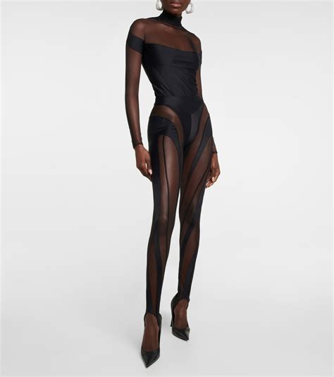 Mugler Mesh Paneled Bodysuit Mugler