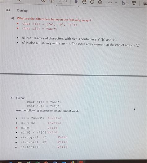 Solved 3 3 Q3 C String A What Are The Differences Between