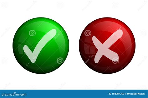 Green Checkmark And Red Cross Badge Stock Vector Illustration Of Checkbox Green 184787768