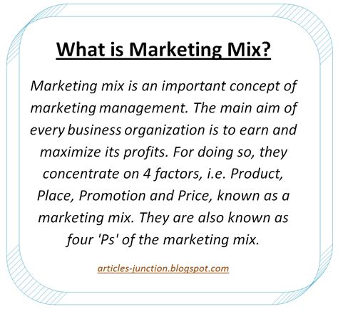 Articles Junction 4 Ps Of Marketing Mix Elements Of Marketing Mix Definition