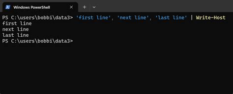 powershell how to use write host to display multiple lines