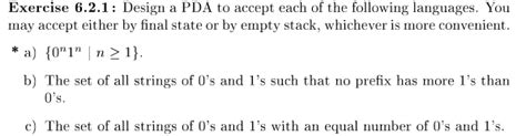 solved exercise 6 2 1 design a pda to accept each of the