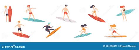 Woman Surfer Surfboard Female Surfer Silhouette Vector Illustration