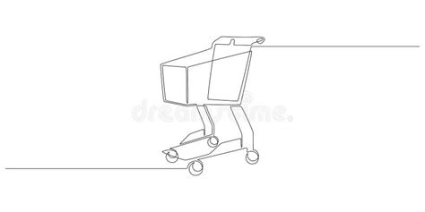 One Continuous Line Drawing Of Shopping Cart Online Shop Purchase And