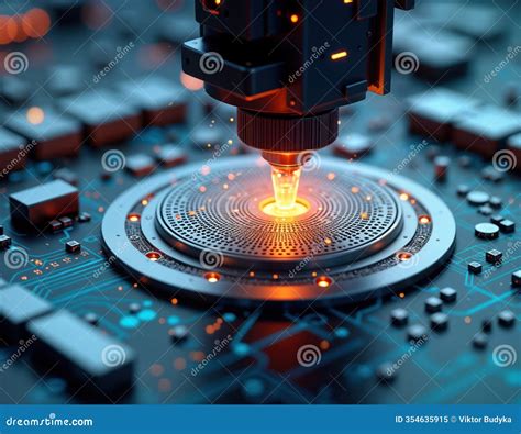 futuristic tech assembly line shows precise robotic process advanced manufacturing tech stock