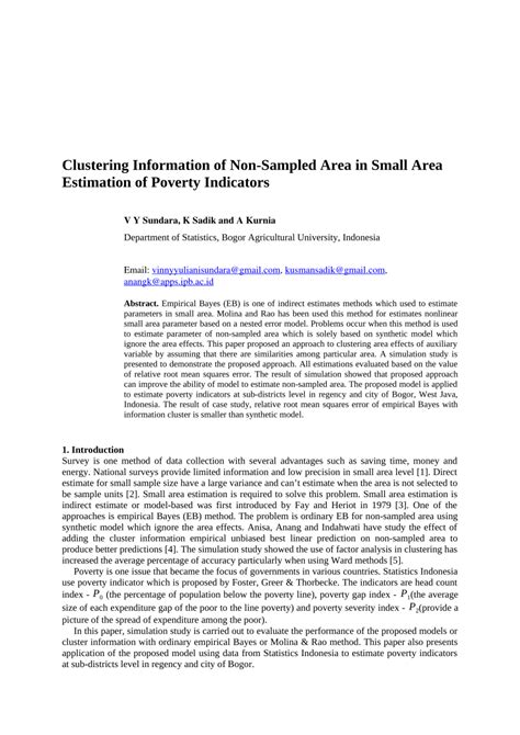 Pdf Cluster Information Of Non Sampled Area In Small Area Estimation Of Poverty Indicators