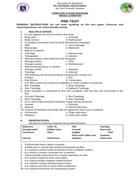 Css Pre Test Pdf Computer Network Network Topology