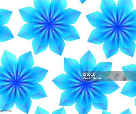 흰색 배경에 3d 블루 종이 접기 눈송이 함께 완벽 한 패턴입니다 벡터 텍스처 0명에 대한 스톡 벡터 아트 및 기타 이미지 0명 3차원 형태 가리기 Istock