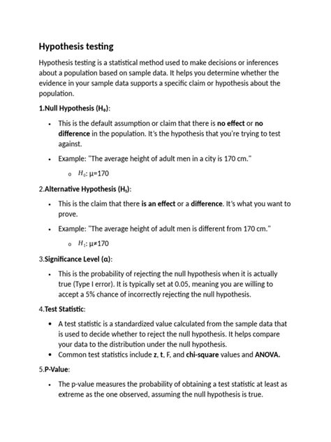 Hypothesis Testing 1 Pdf Statistical Hypothesis Testing